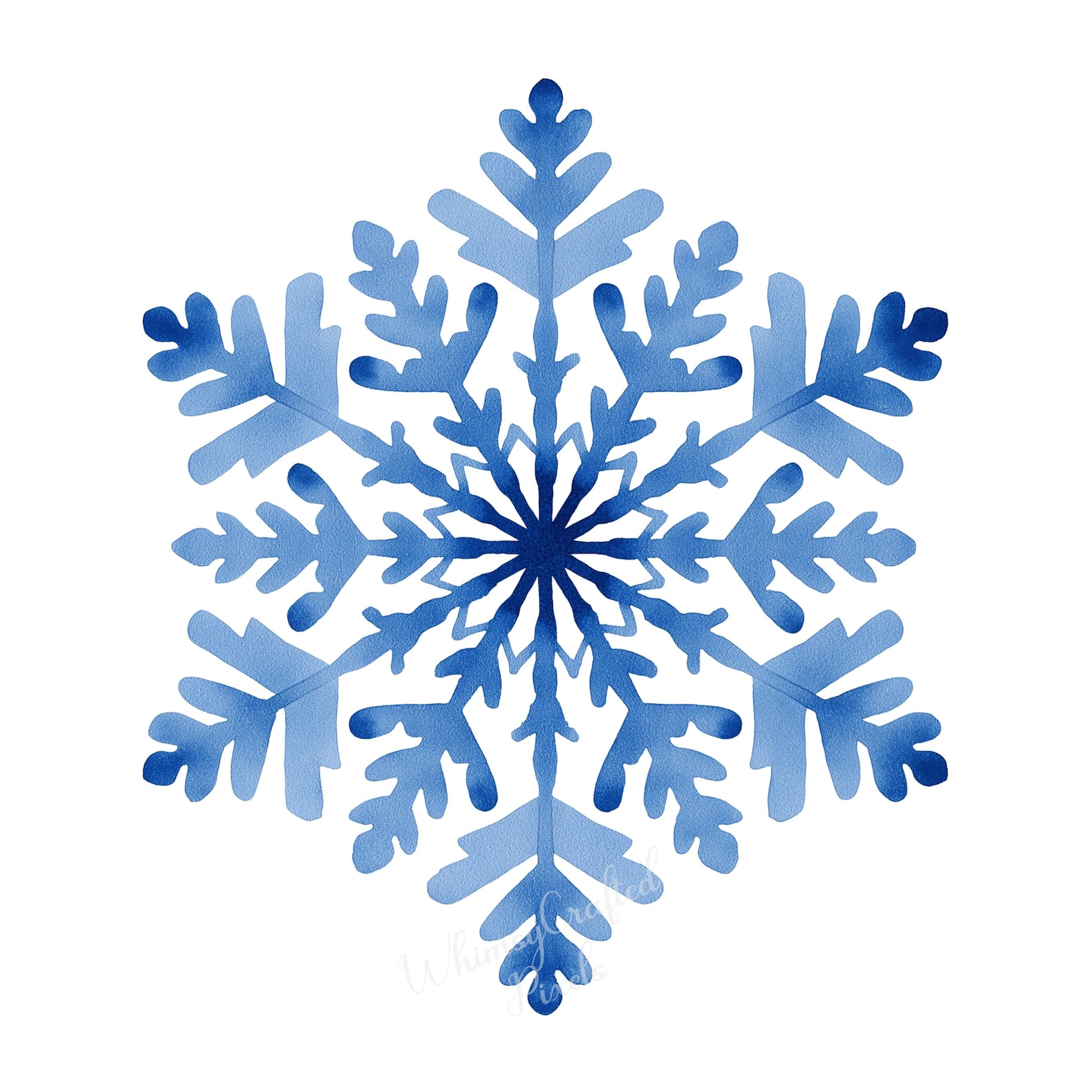 Blue Watercolor Snowflakes Clip Art Set | Winter Digital Images ...