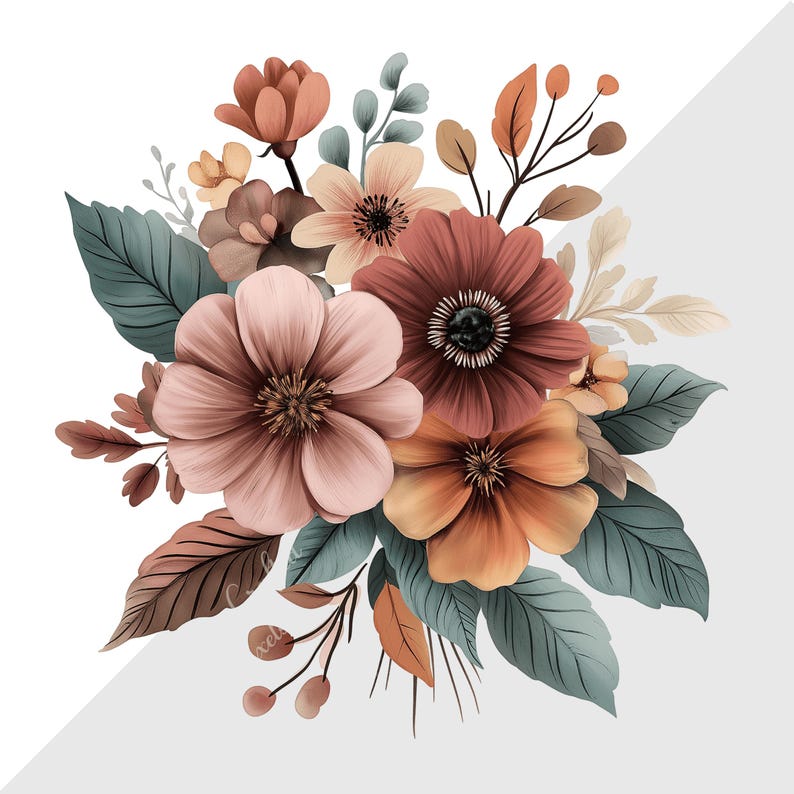 Autumn Flowers V3 Clip Art Set | Digital Fall Images for Scrapbooks ...