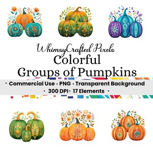 Colorful Groups of Pumpkin Clip Art Set | Digital Images | Scrapbooks ...