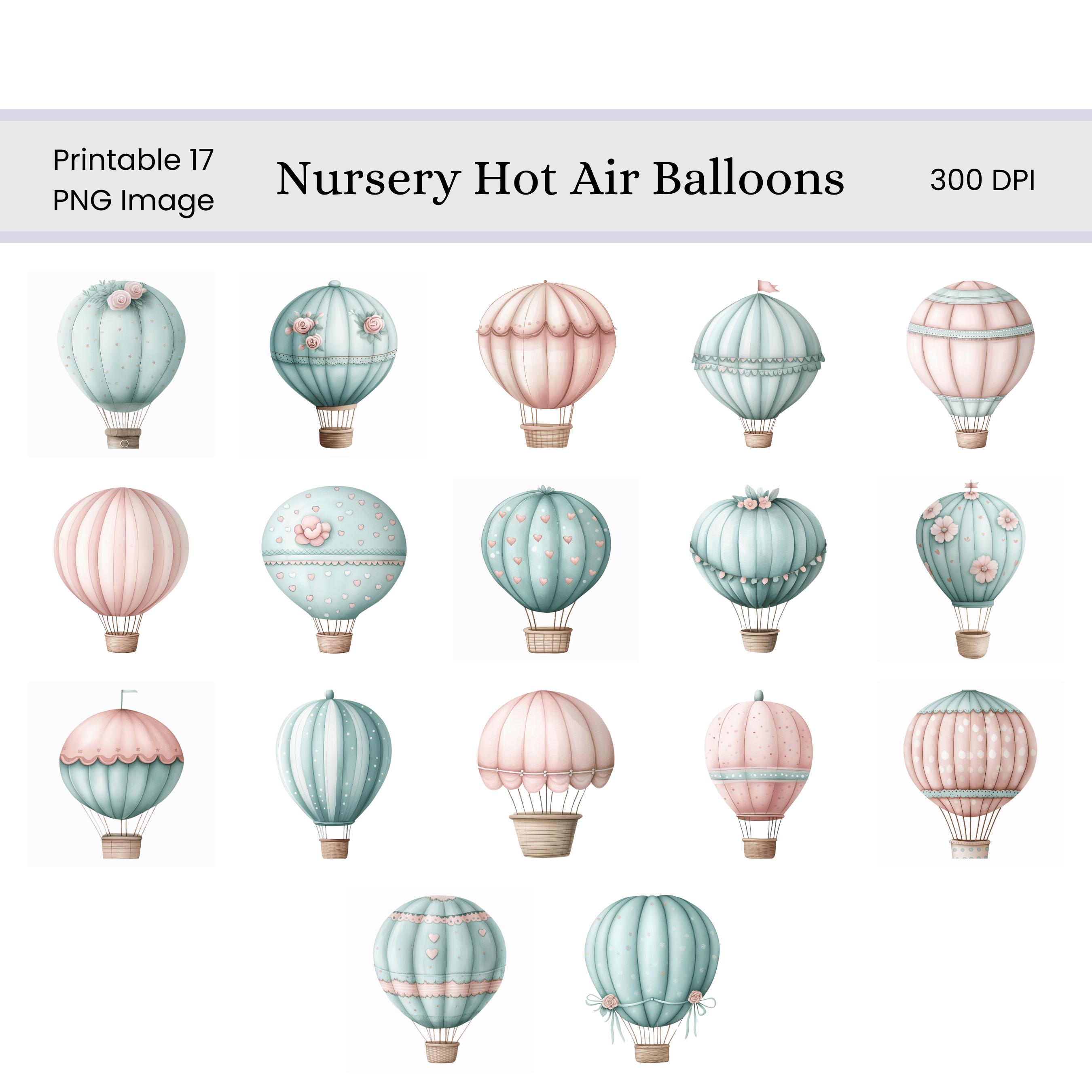 Nursery Hot Air Balloons Clip Art Set | Cute Digital Images ...
