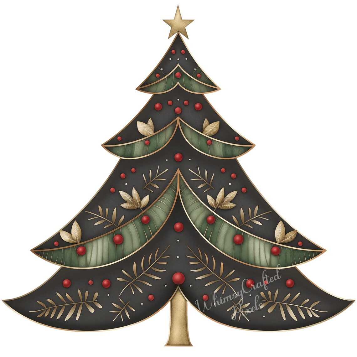 Black Christmas Trees Clip Art Set | Holiday Digital Images ...