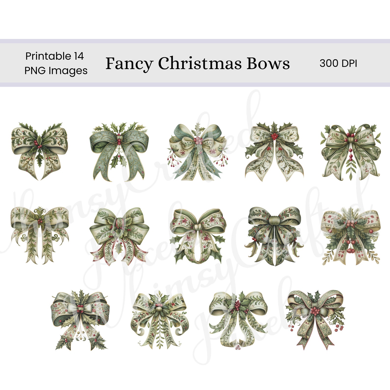 Fancy Christmas Bows Clip Art Set Fun Digital Images for Scrapbooks ...