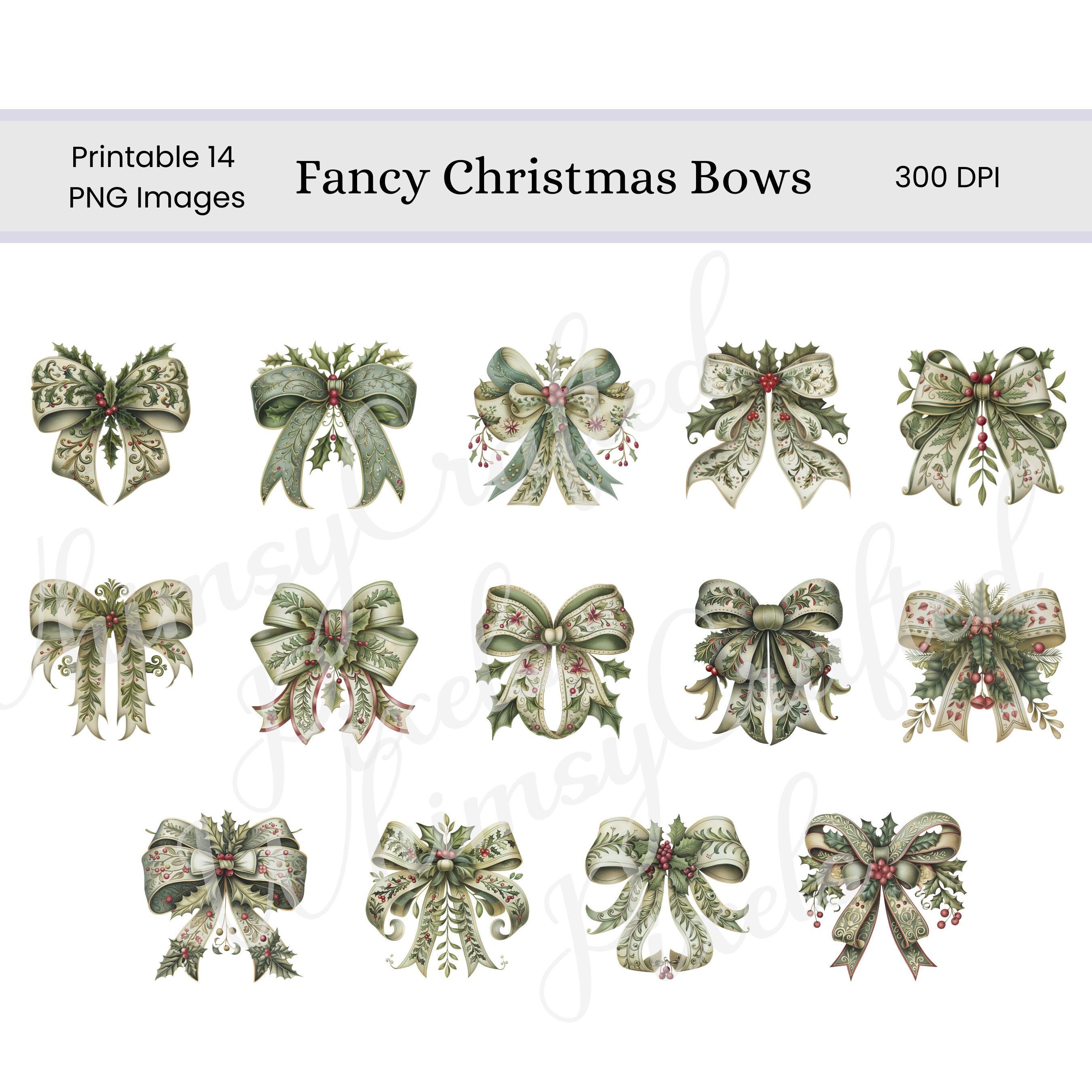 Fancy Christmas Bows Clip Art Set | Fun Digital Images | for Scrapbooks ...