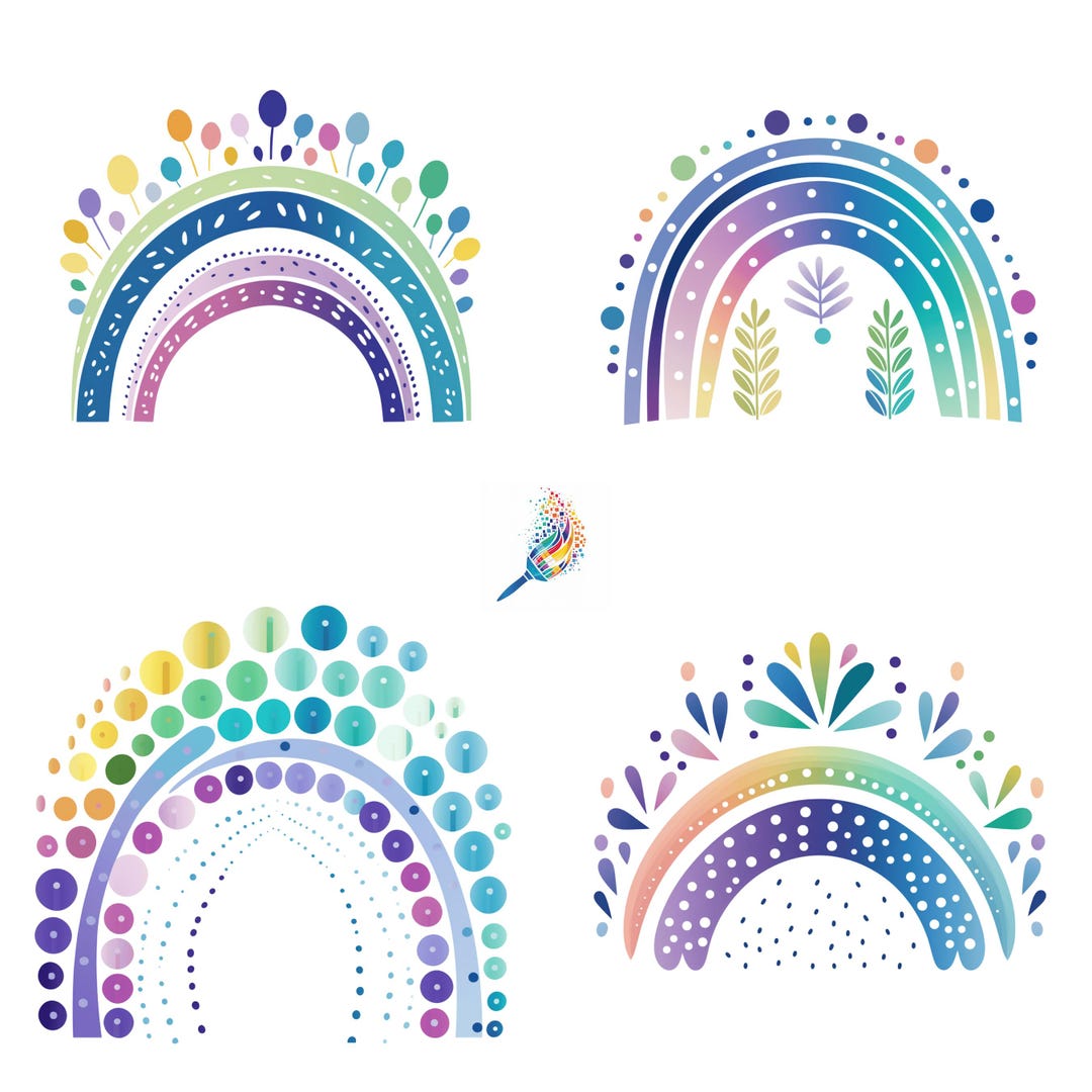 Cute Scandi Rainbows Clip Art Set | Digital Rainbow Images for ...