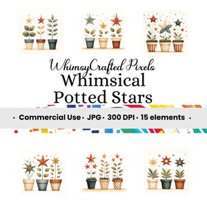 Whimsical Potted Stars Digital Pages | Star Printable Digital ...