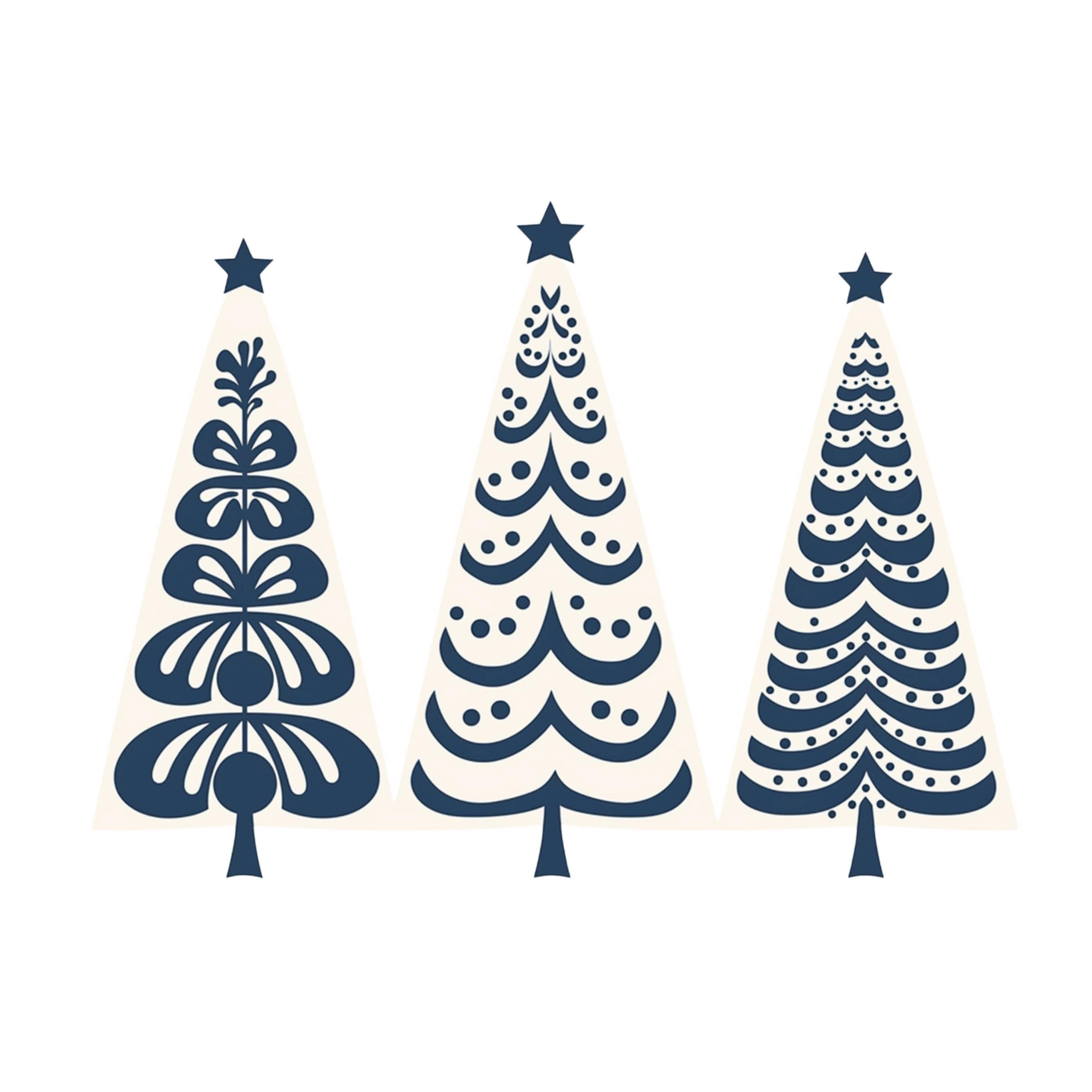 Navy & Cream Christmas Trees Clip Art Set | Holiday Digital Images ...