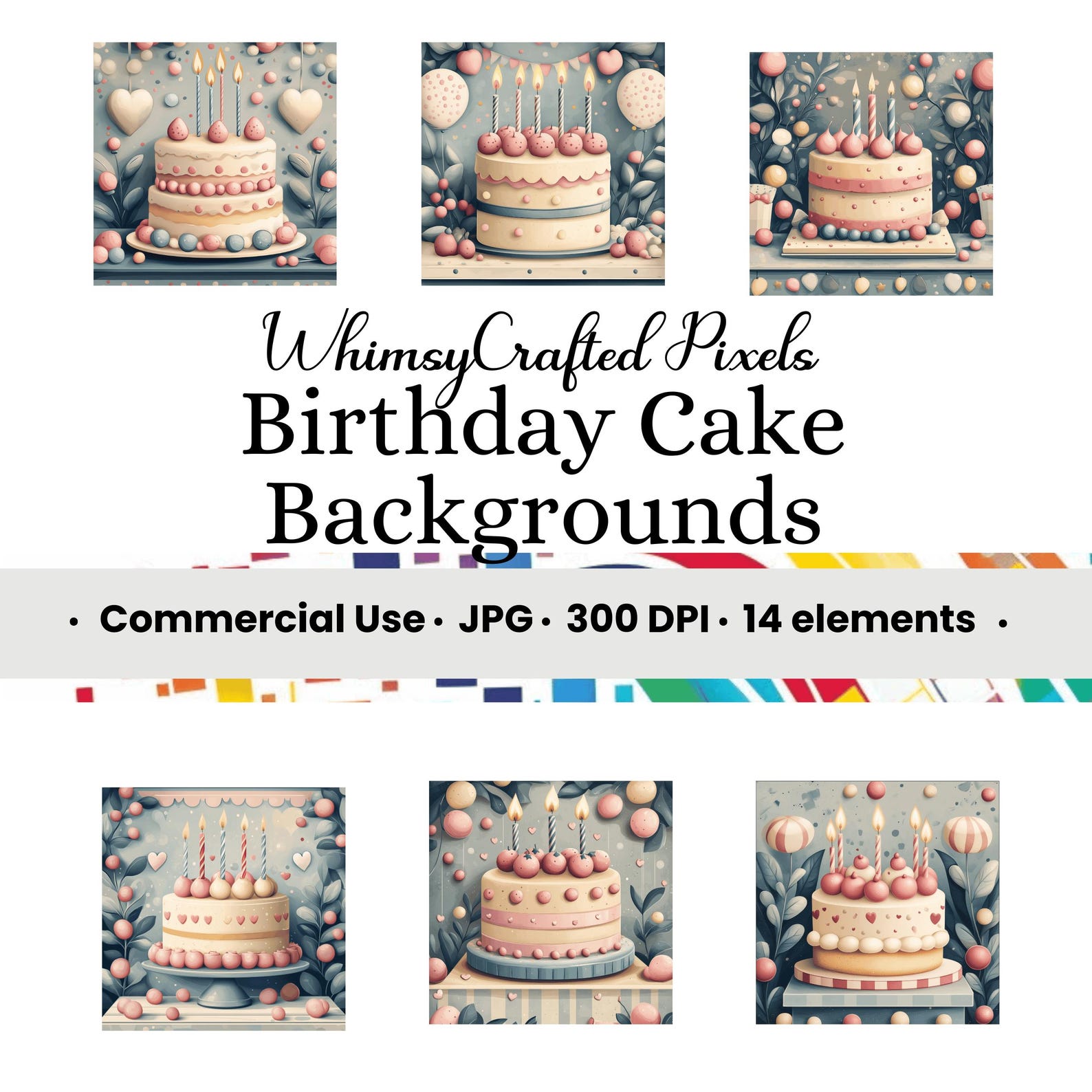 Fun Birthday Cakes Digital Pages | Printable Digital Birthday ...
