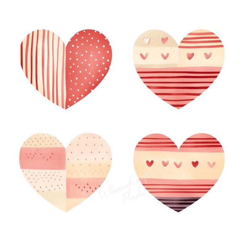 Sets of Boho Hearts V2 Clip Art Set | Valentine Digital Images for ...