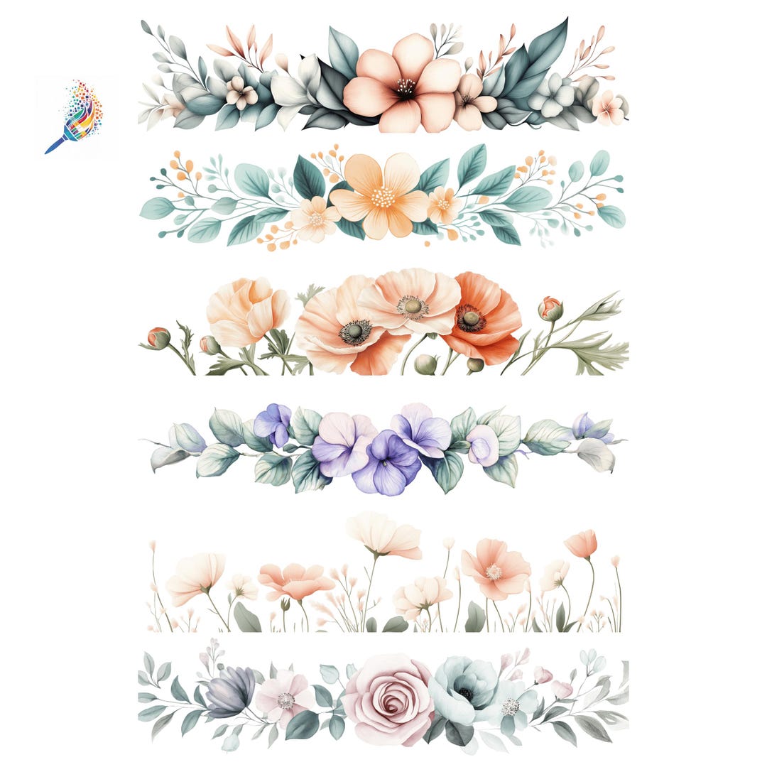 Pastel Floral Borders Variety Pack Clip Art Set | Digital Border Images ...