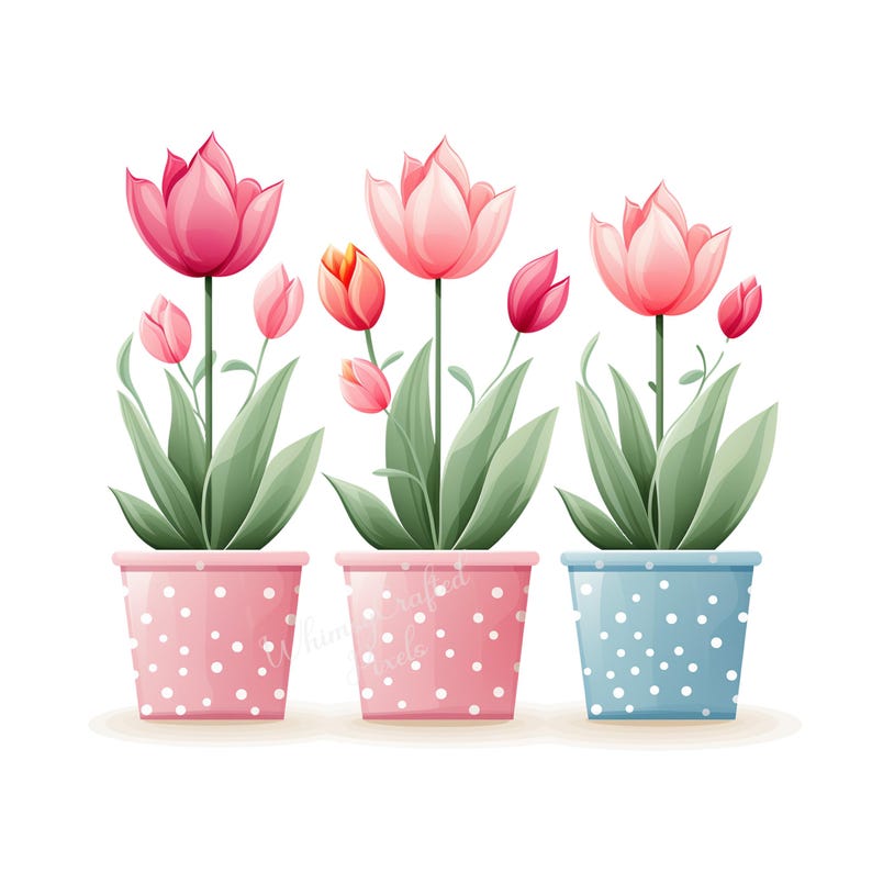 Pretty Pink Tulips Clip Art Set | Spring Digital Images for Scrapbooks ...