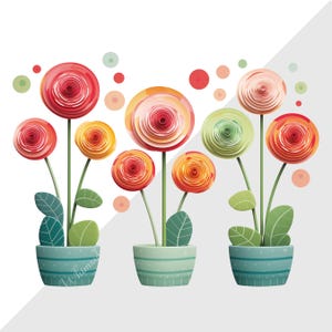 Cute Potted Flowers Clip Art Set | Spring Digital Images for Scrapbooks ...