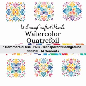 Watercolor Quatrefoil Clip Art Set | Pastel Digital Images for ...