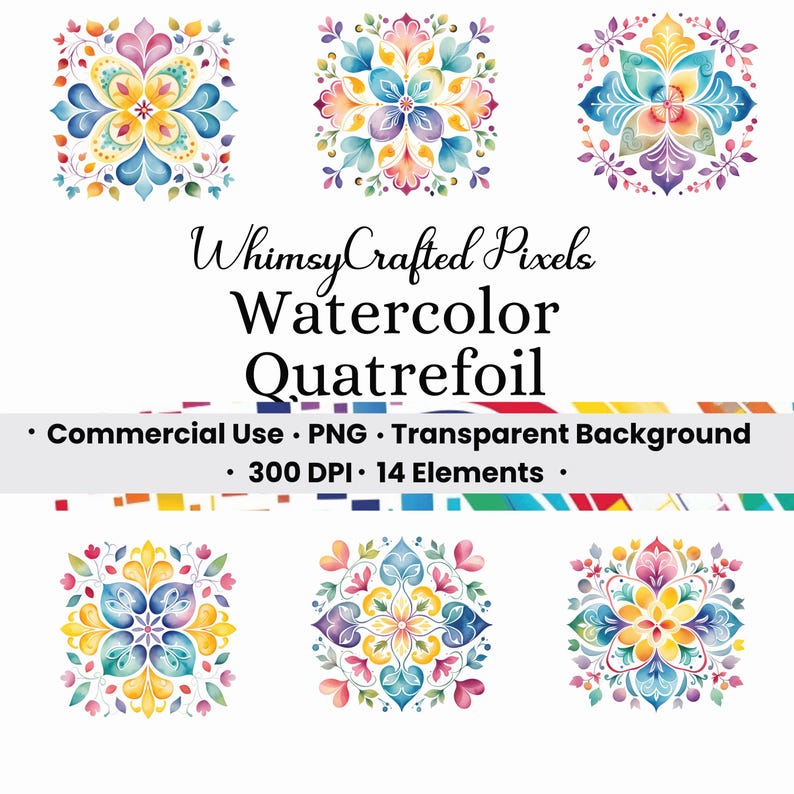 Watercolor Quatrefoil Clip Art Set | Pastel Digital Images for ...