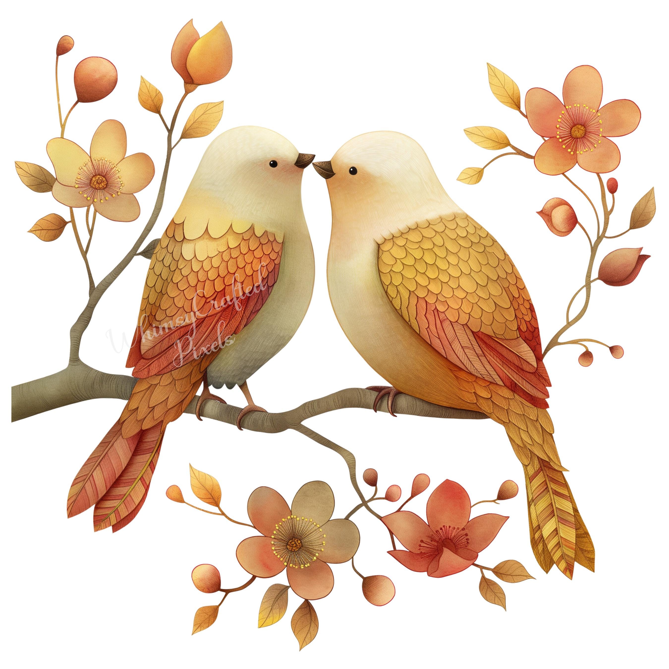 Charming Love Bird Clip Art Set Cute Digital Images for Scrapbooks ...