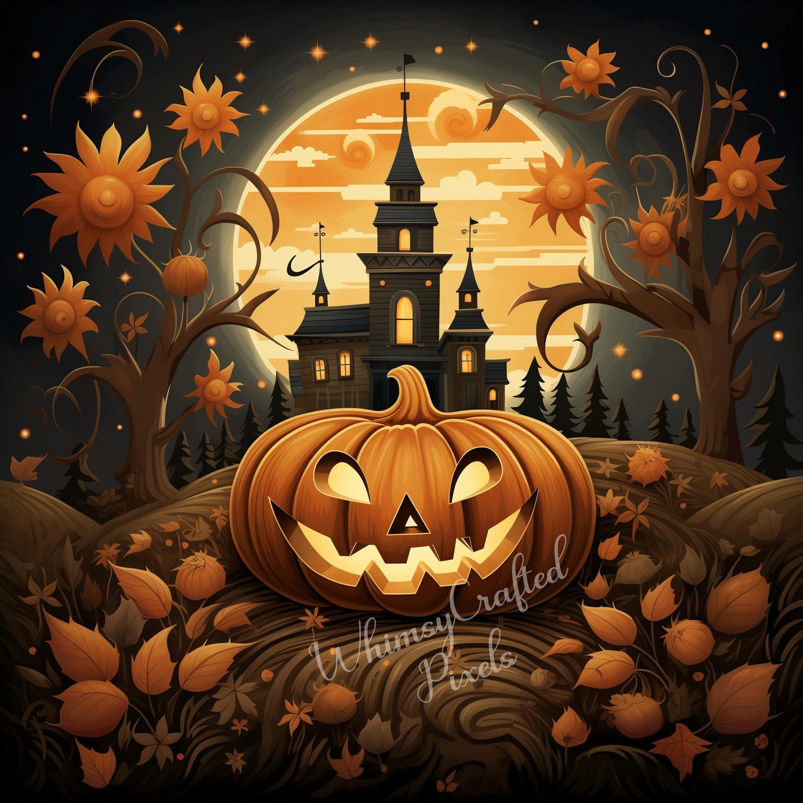 Spooky Jack-o-lanterns Digital Pages | Halloween Printable Digital ...