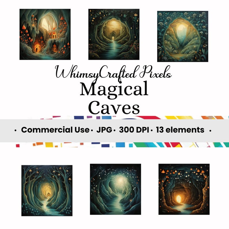 Magical Caves Digital Pages | Printable Fantasy Art Digital Backgrounds ...