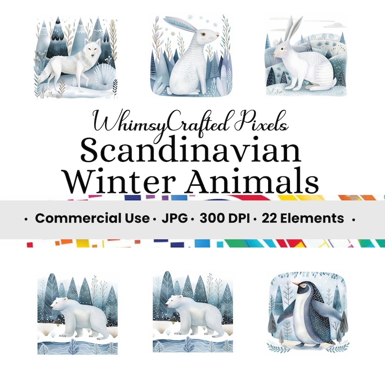 Scandinavian Winter Animals Digital Pages | Scandi Printable Digital ...
