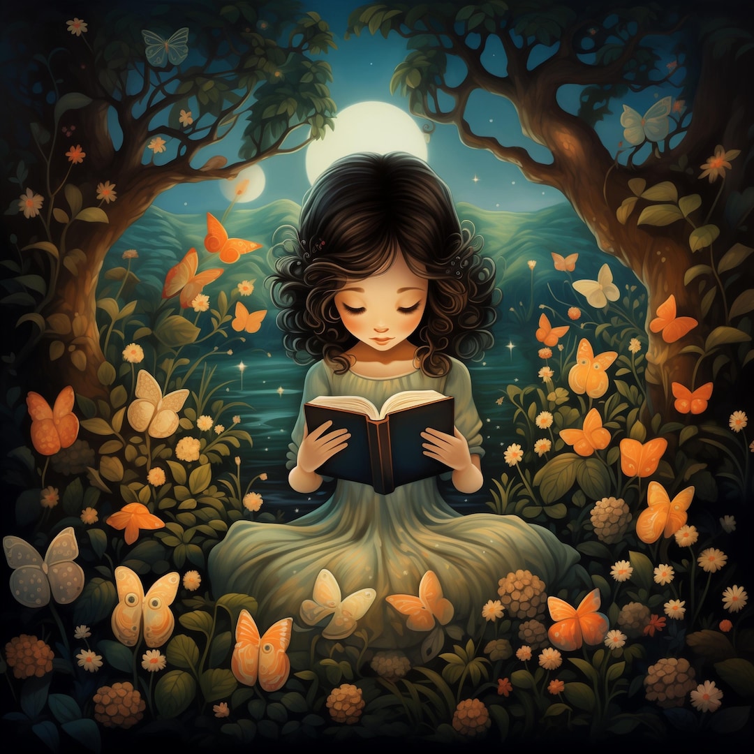 Whimsical Reading Girls Digital Pages | Cute Printable Digital ...