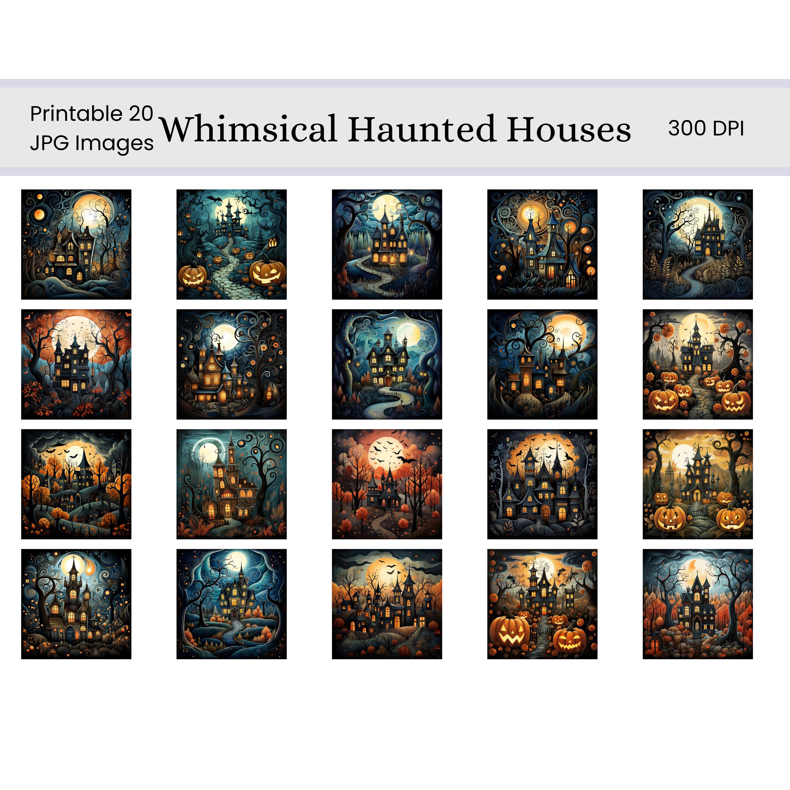 Whimsical Haunted Houses Digital Pages | Halloween Printable Digital ...