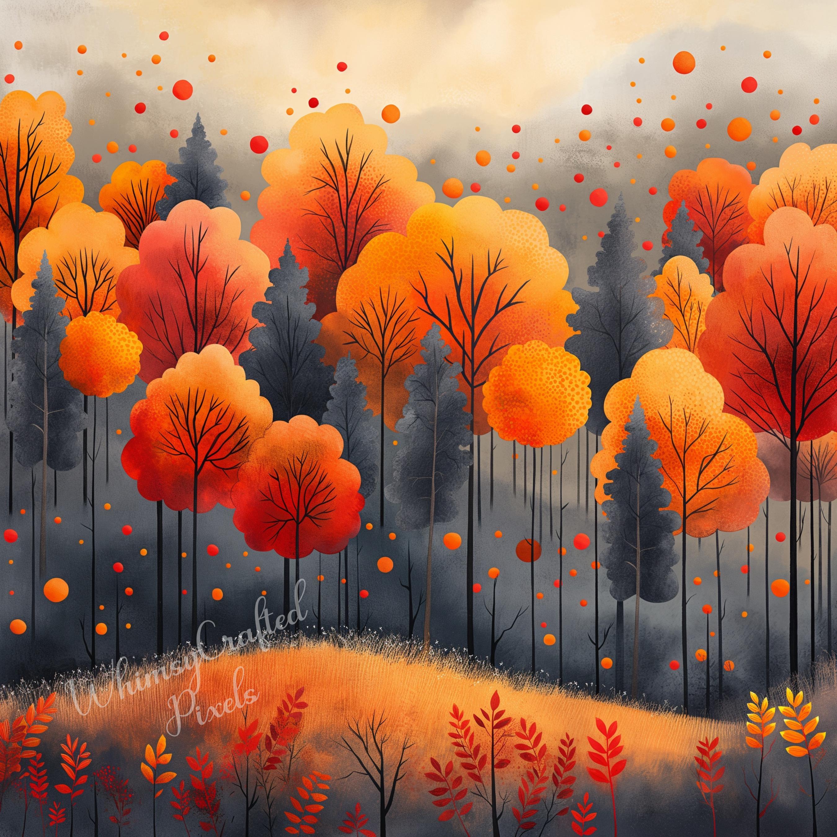 Pretty Autumn Forests Digital Pages | Fall Printable Digital ...