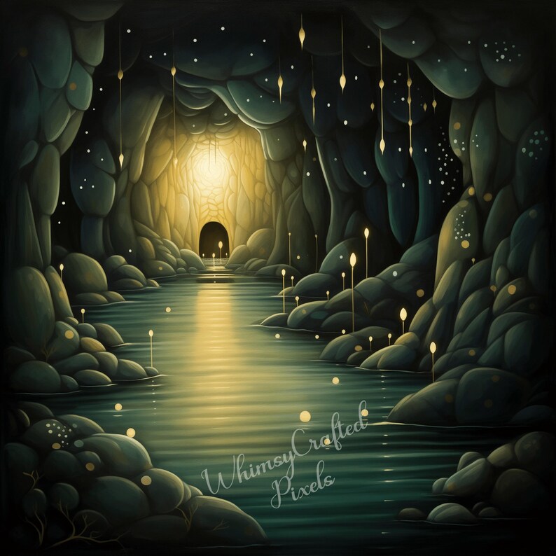 Magical Caves Digital Pages | Printable Fantasy Art Digital Backgrounds ...