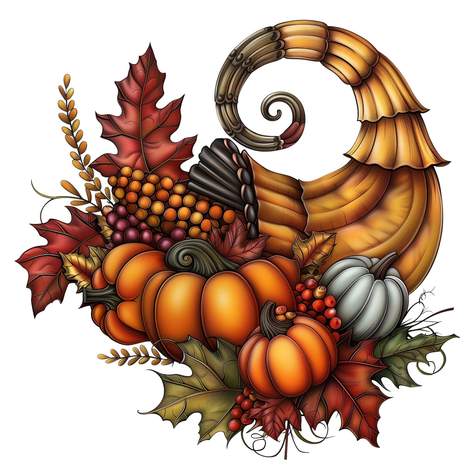 Whimsical Autumn Cornucopias Clip Art Set | Digital Images | Scrapbooks ...