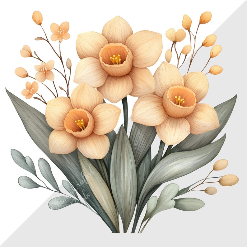 Pretty Daffodils Clip Art Set | Spring Flowers Digital Images ...