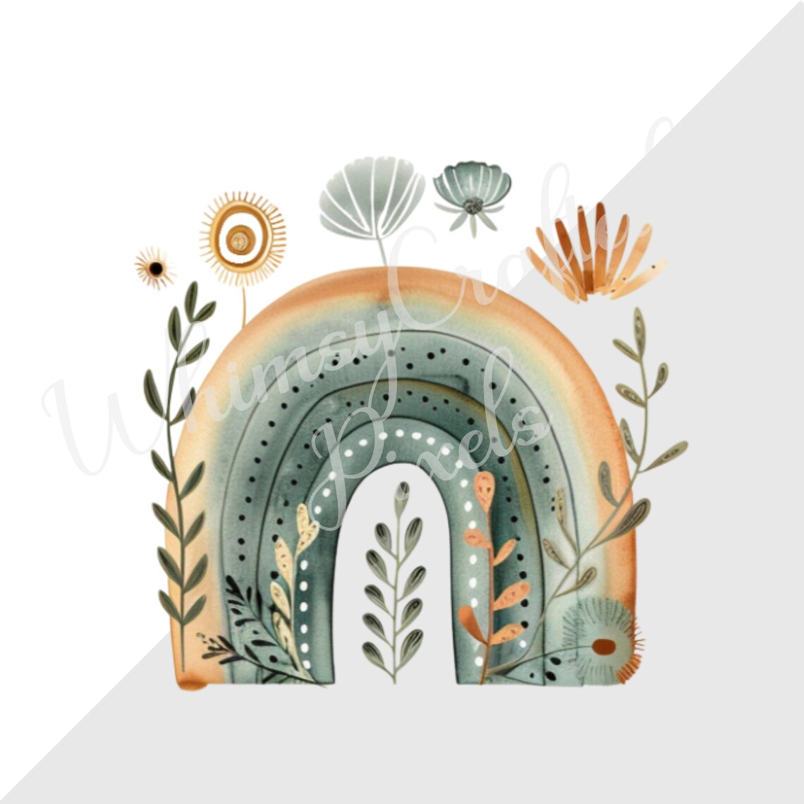 Boho Rainbows Clip Art Set Cute Digital Images for Scrapbooks, Card ...