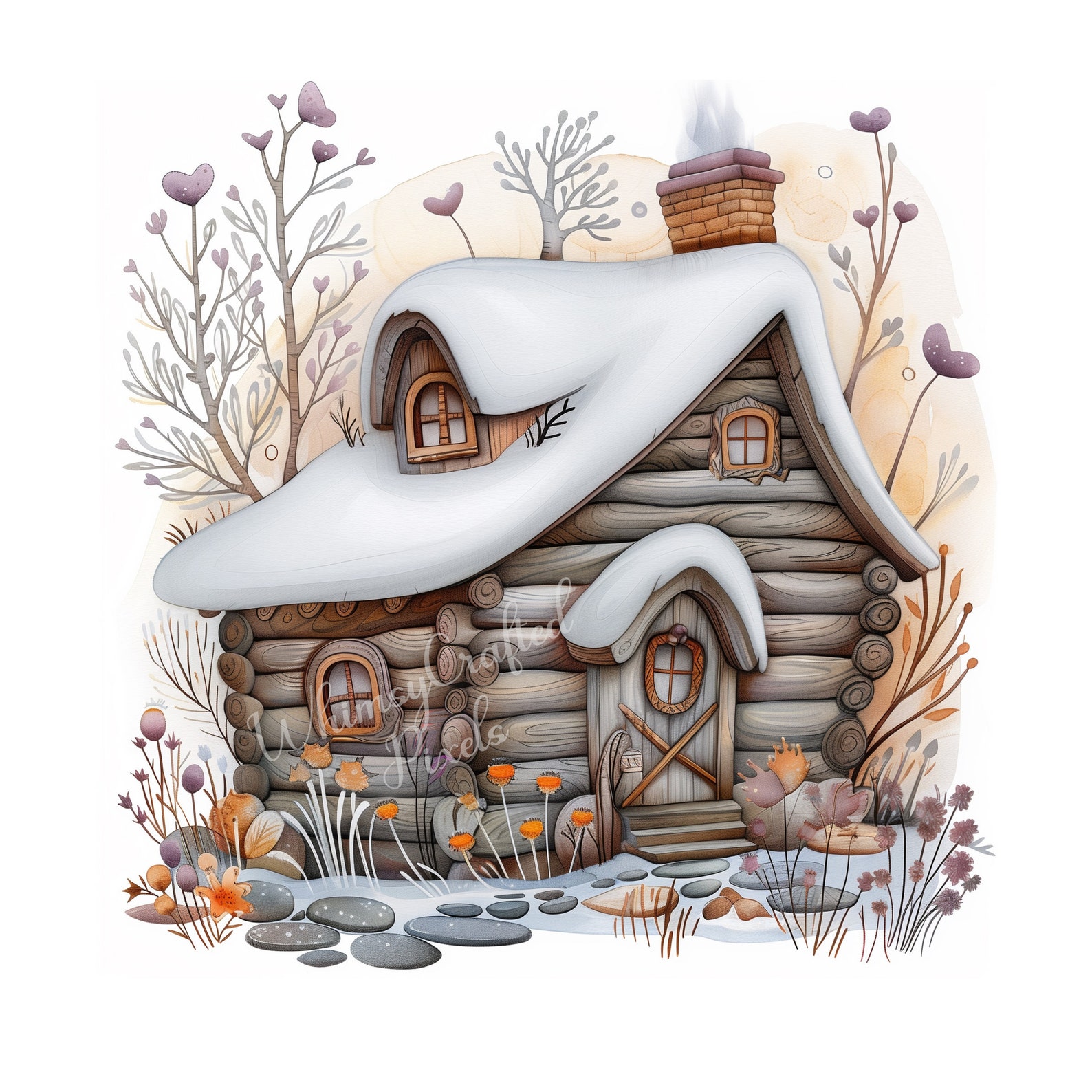 Cute Cozy Log Cabins Digital Pages | Fun Printable Digital Backgrounds ...