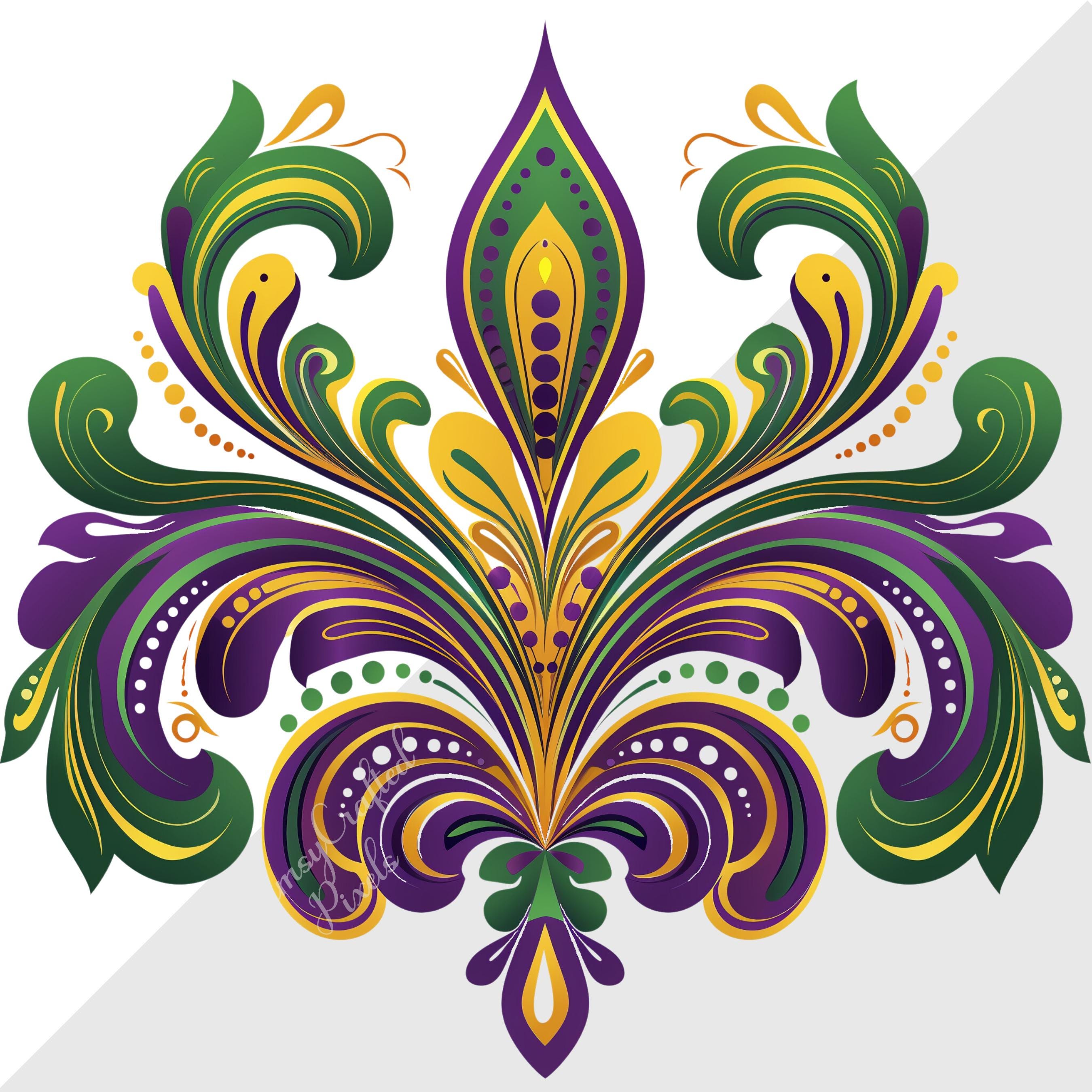 Mardi Gras Fleur-de-lis V2 Clip Art Set | Digital Images for Scrapbooks ...