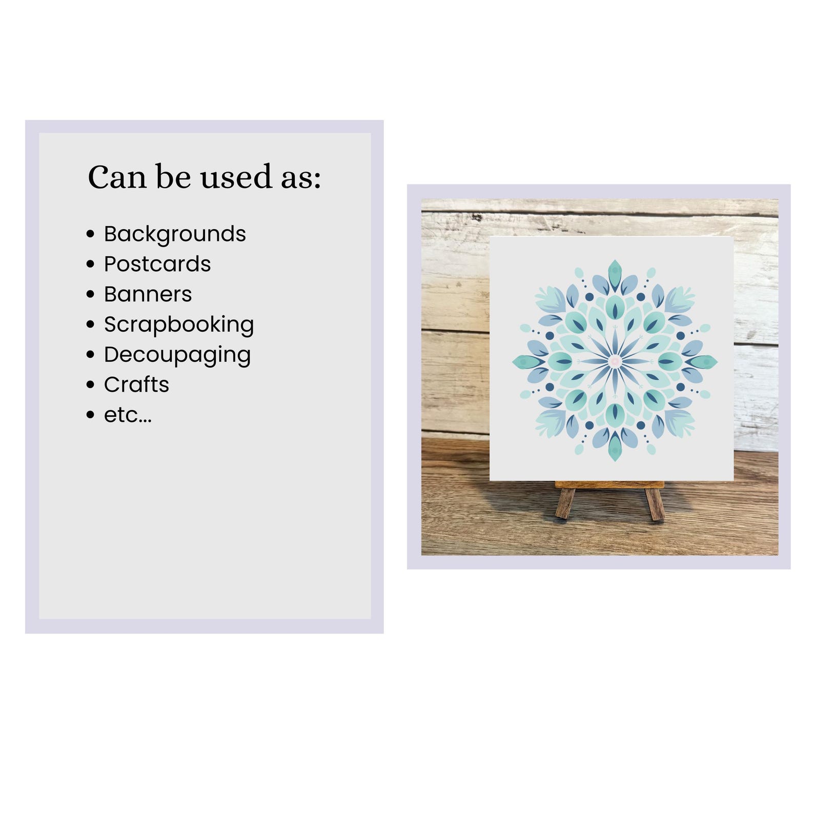 Periwinkle and Mint Floral Mandalas Clip Art Set | Digital Images for ...