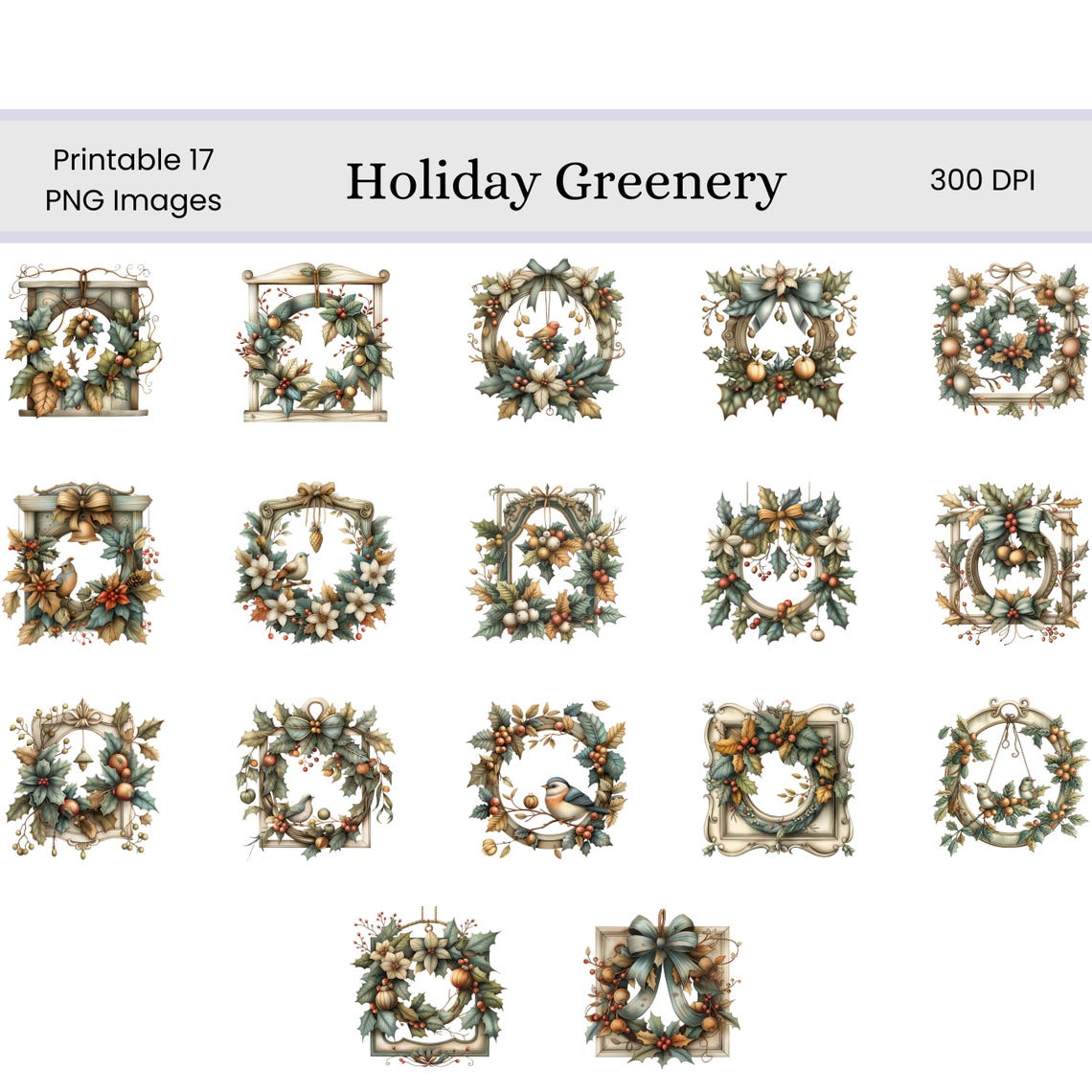 Holiday Greenery Clip Art Set | Christmas Digital Images | Scrapbooks ...