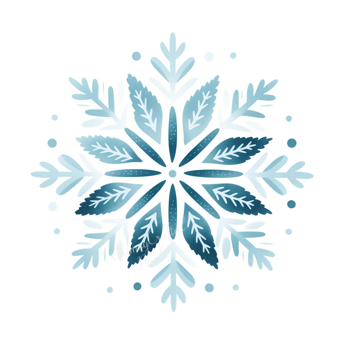 Blue Folk Art Snowflakes Clip Art Set Winter Digital Images for ...