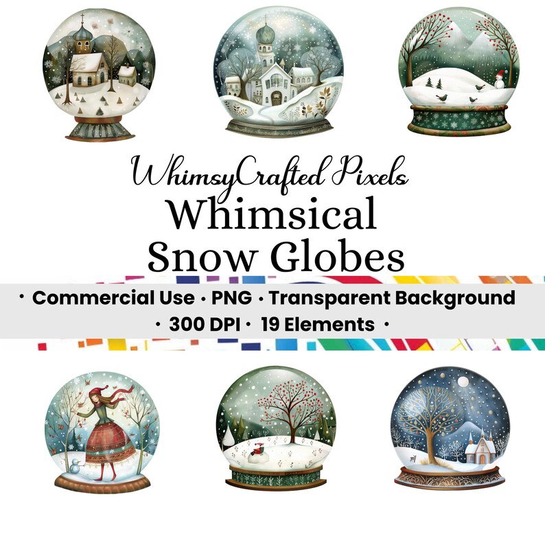 Whimsy Snow Globes Clip Art Set | Winter Digital Images | for ...