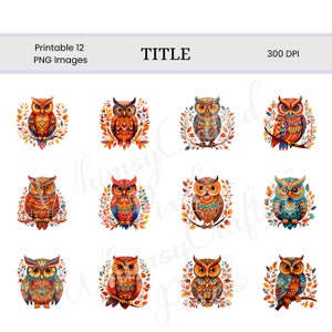 Autumn Owls Clip Art Set | Fall Digital Images | for Scrapbooks, Card ...