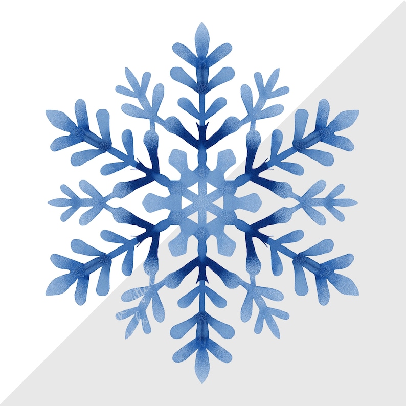 Blue Watercolor Snowflakes Clip Art Set | Winter Digital Images ...