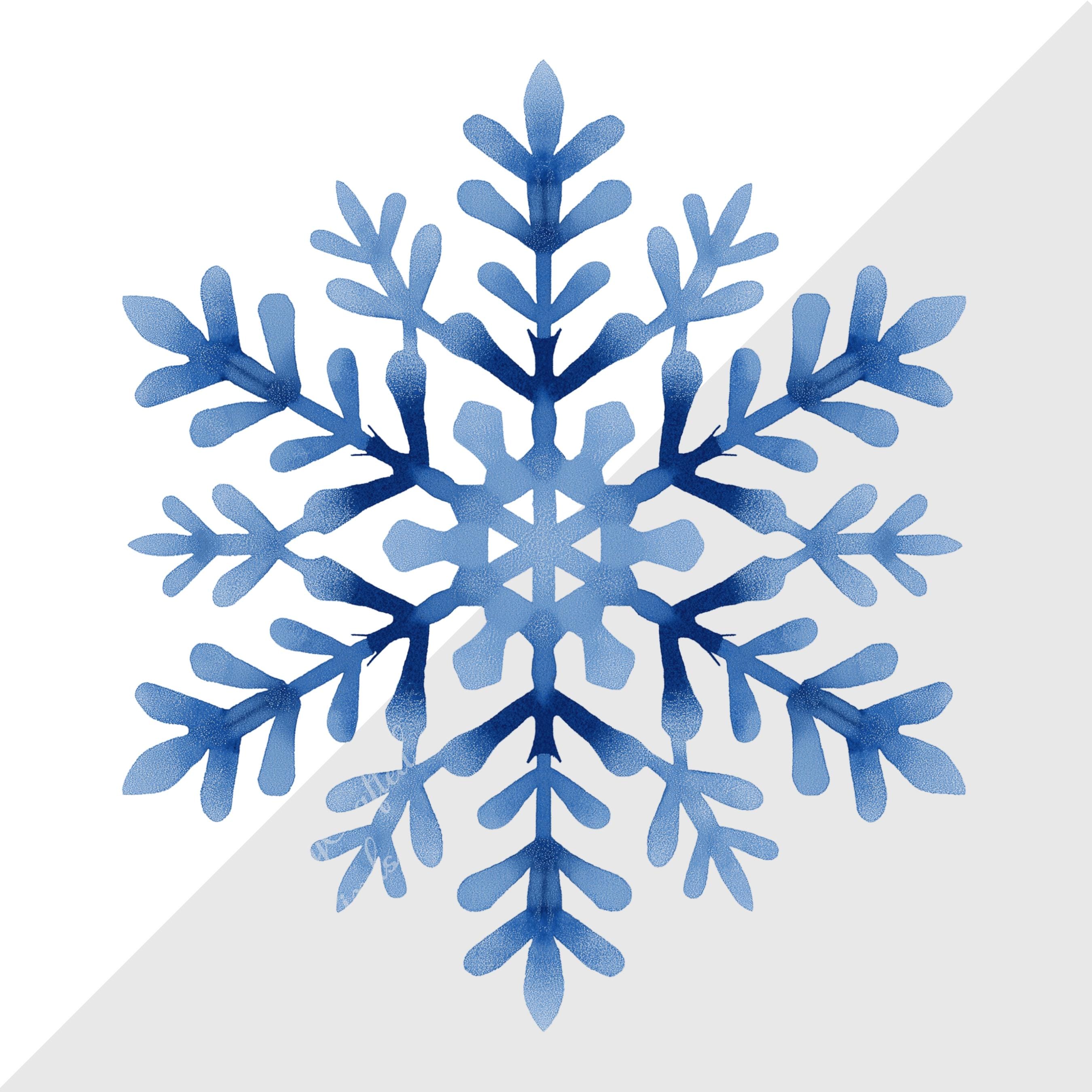 Blue Watercolor Snowflakes Clip Art Set | Winter Digital Images ...