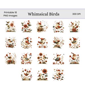 Whimsical Birds Clip Art Set | Digital Bird Images for Scrapbooks, Card ...