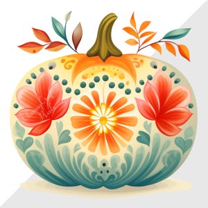 Floral Pumpkin Clip Art Set | Fall Digital Images | for Scrapbooks ...