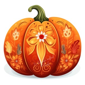 Floral Pumpkin Clip Art Set | Fall Digital Images | for Scrapbooks ...