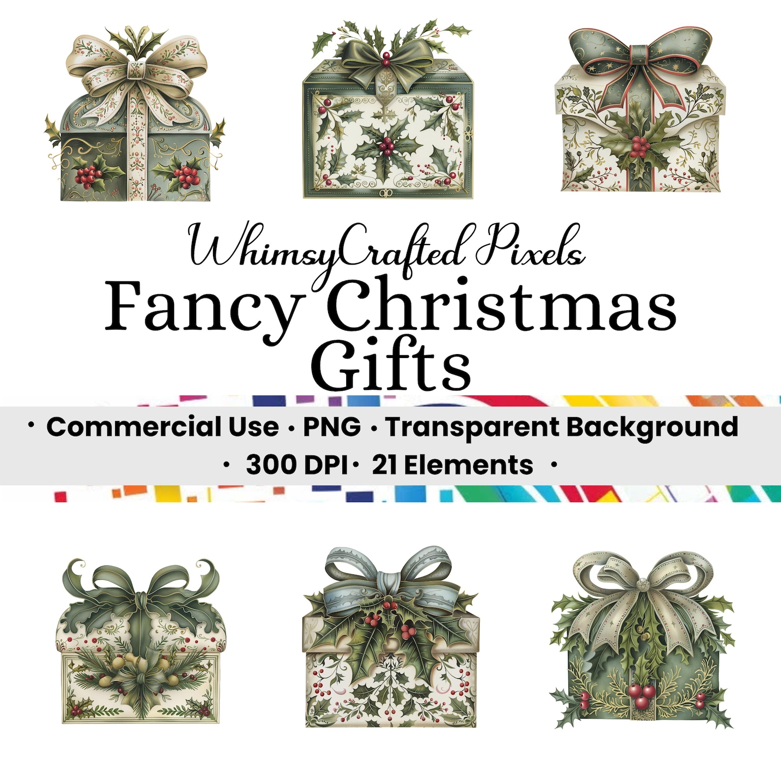 Fancy Christmas Gifts Clip Art Set | Holiday Digital Images ...
