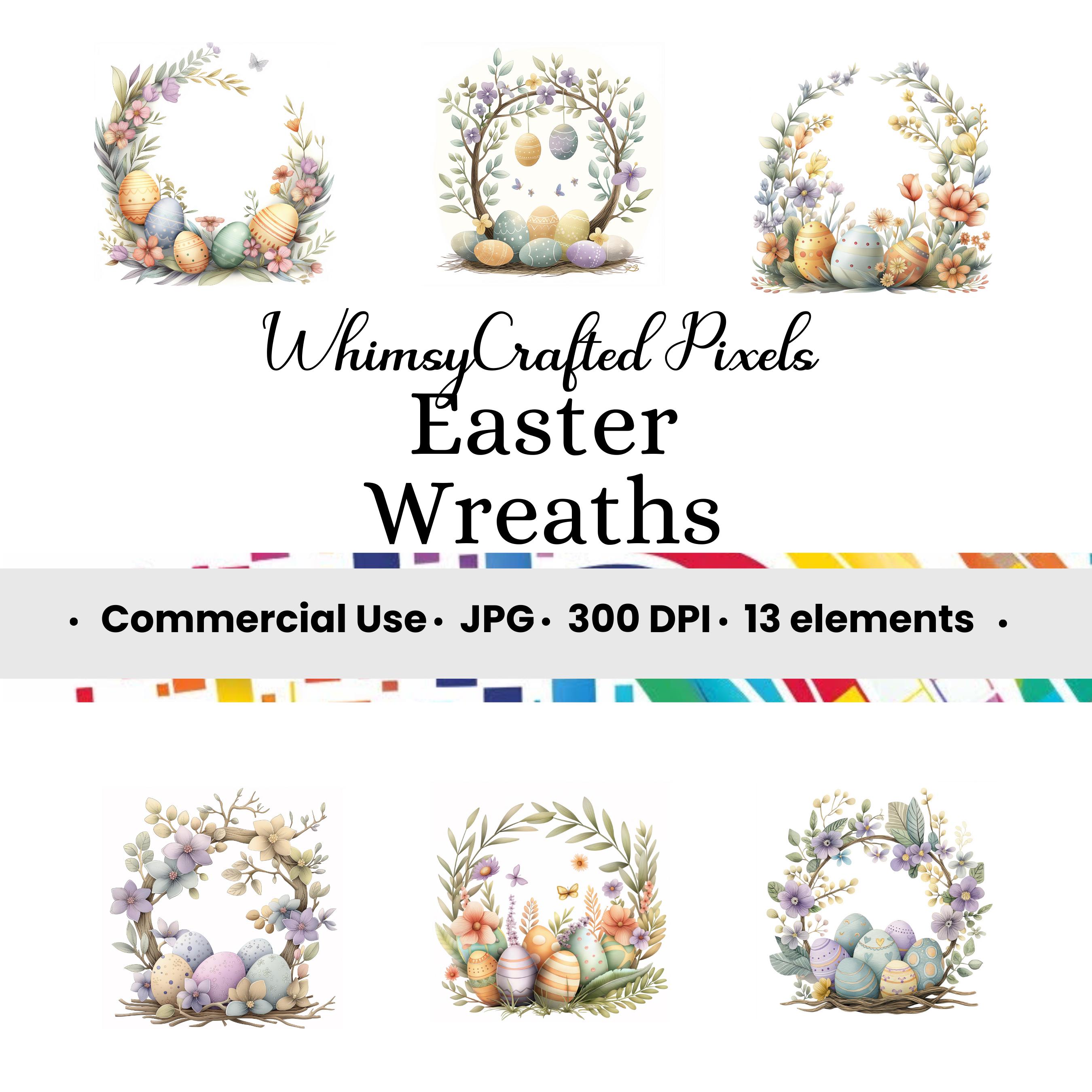 Easter Wreaths Digital Pages | Pretty Easter Printable Digital ...