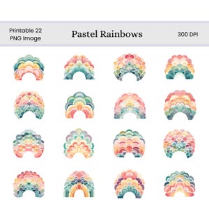 Pastel Rainbows Clip Art Set | Digitals Rainbow Images for Scrapbooks ...