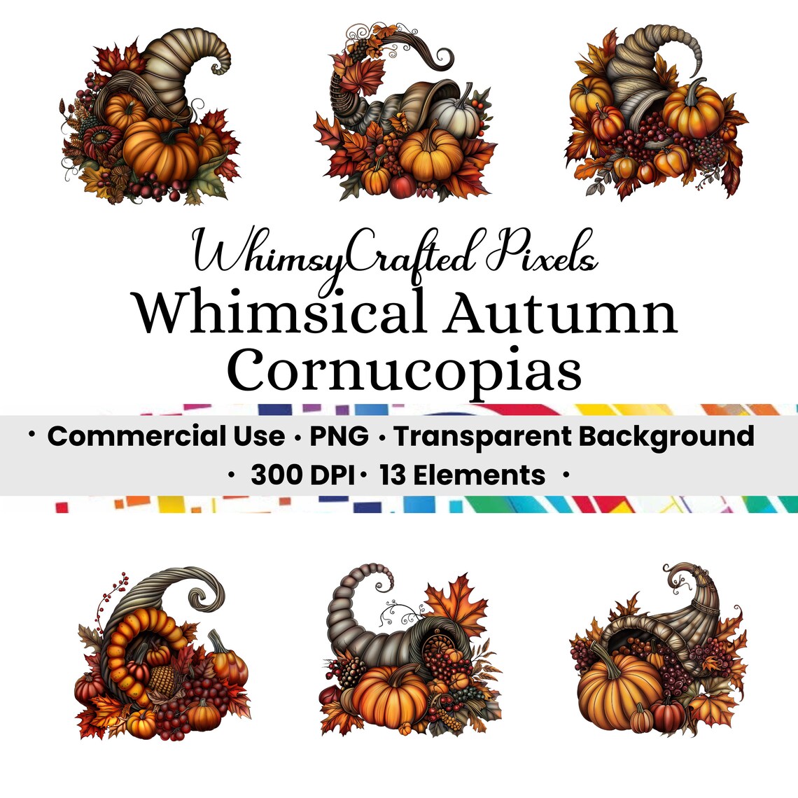 Whimsical Autumn Cornucopias Clip Art Set | Digital Images | Scrapbooks ...