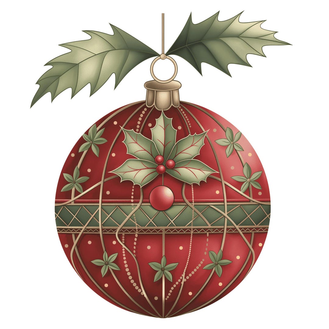 Red & Green Christmas Ornaments Clip Art Set |holiday Digital Images ...