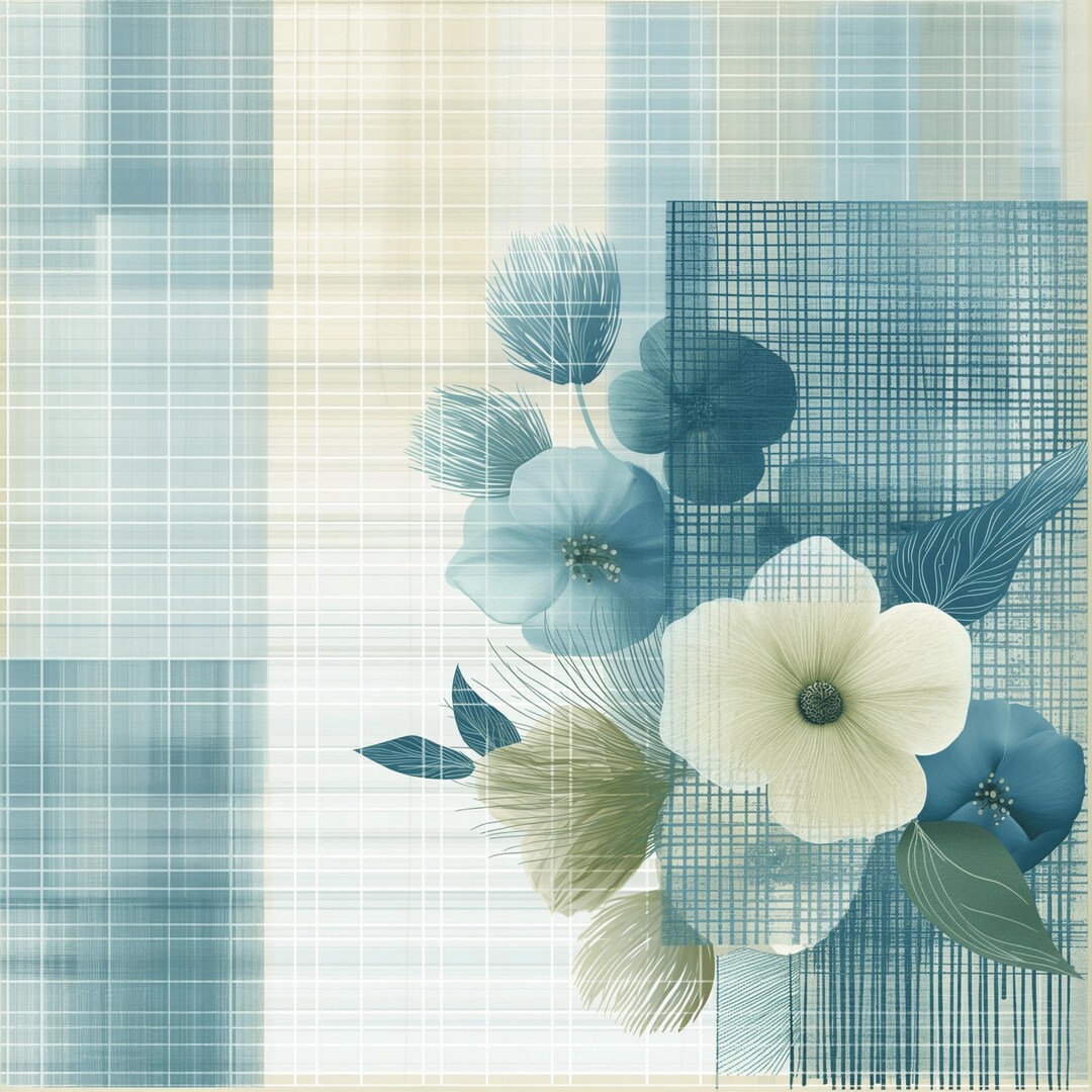 Blue Linen Patchwork Digital Pages | Printable Digital Patchwork ...