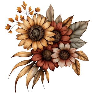 Autumn Sunflowers V1 Clip Art Set | Digital Fall Images for Scrapbooks ...