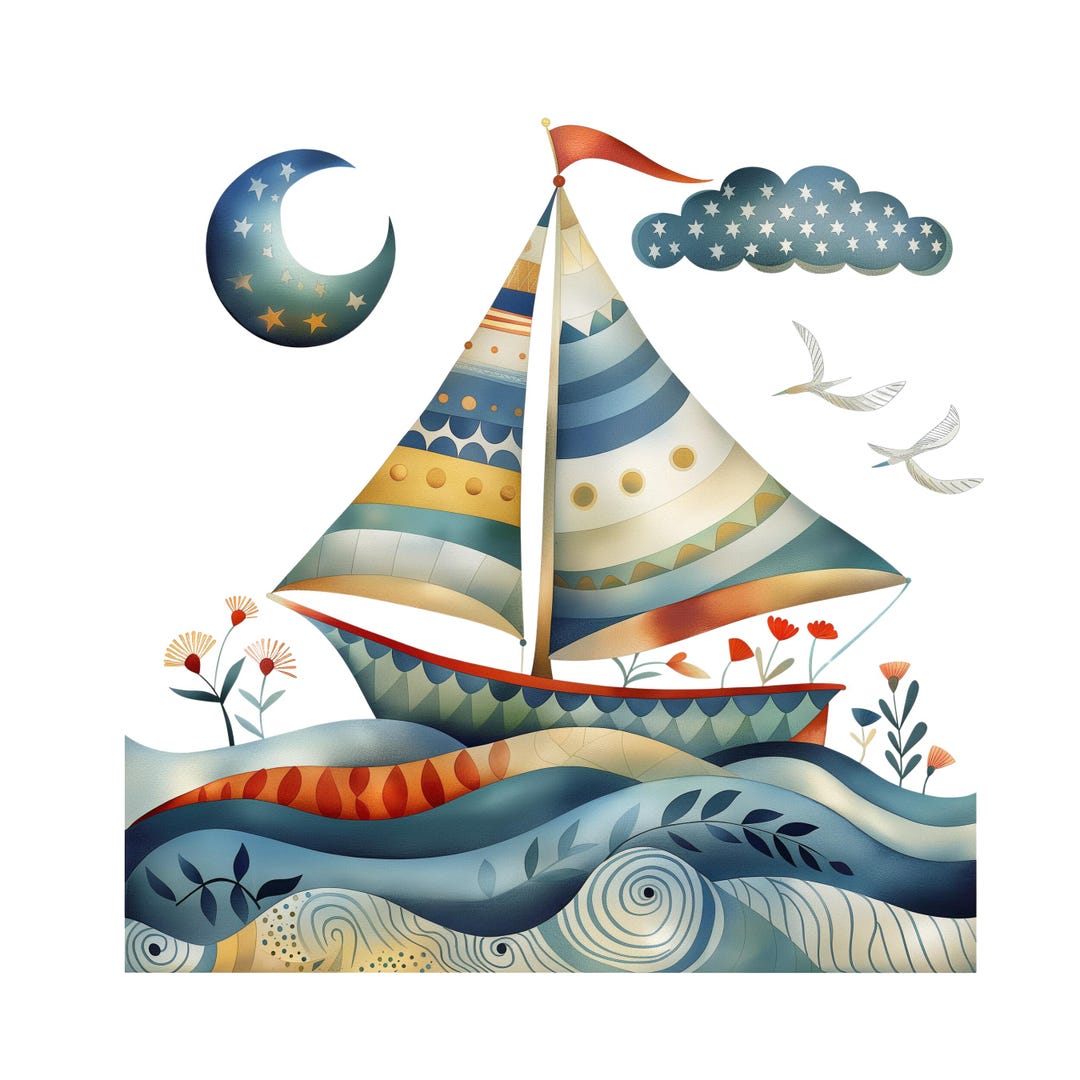 Charming Sailboat Clip Art Set | Fun Digital Images | for Scrapbooks ...
