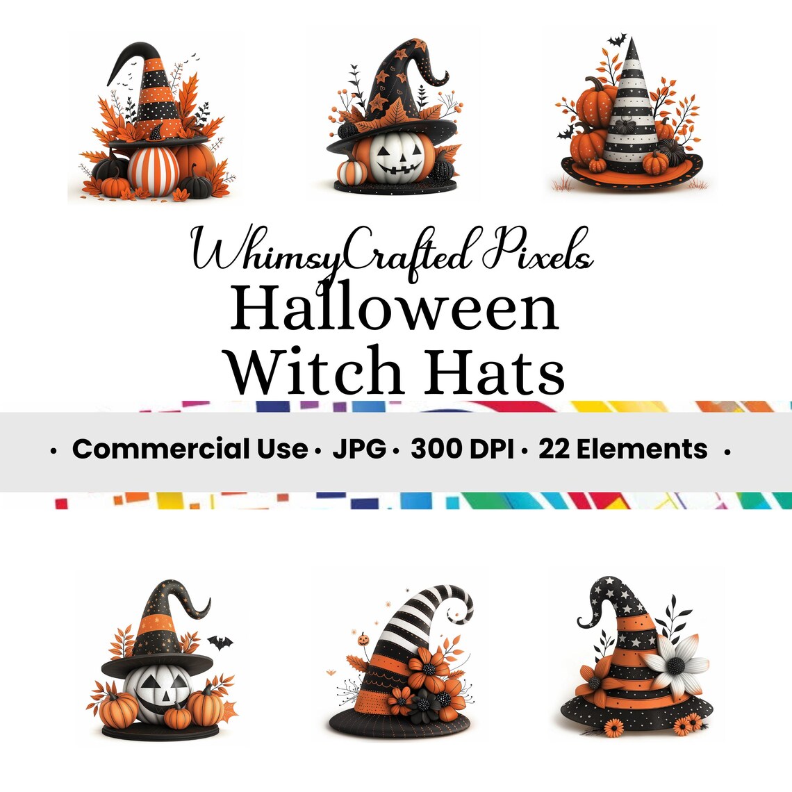 Halloween Witch Hats Digital Pages | Halloween Printable Digital ...