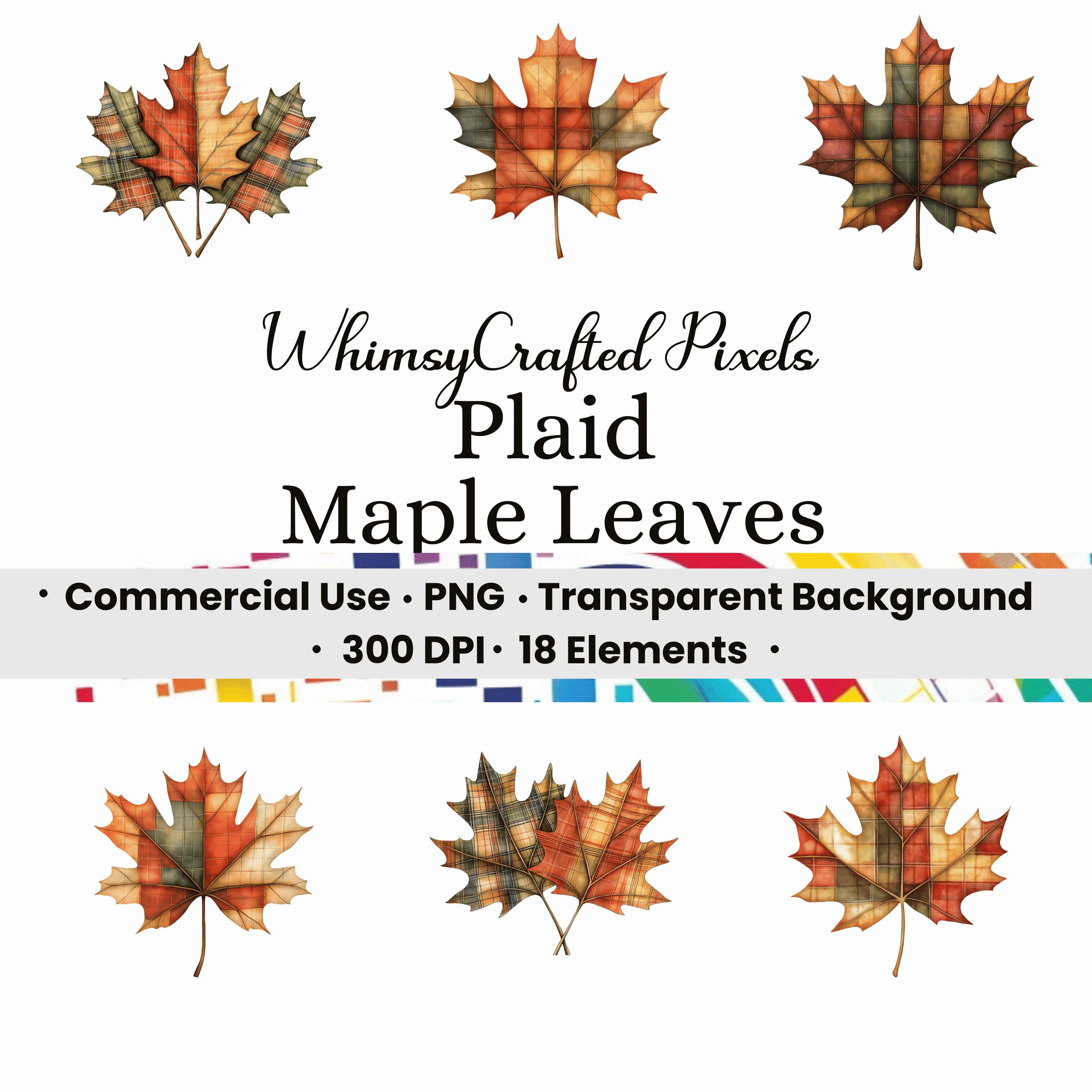 Plaid Maple Leaf Clip Art Set | Fall Digital Images | for Scrapbooks ...